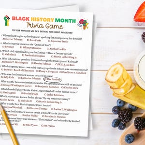 Black History Month Trivia Game Printable Historical African American ...