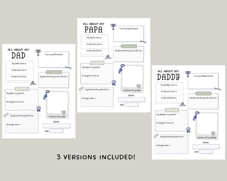 All About My Dad Printable Fathers Day Questionnaire All - Etsy