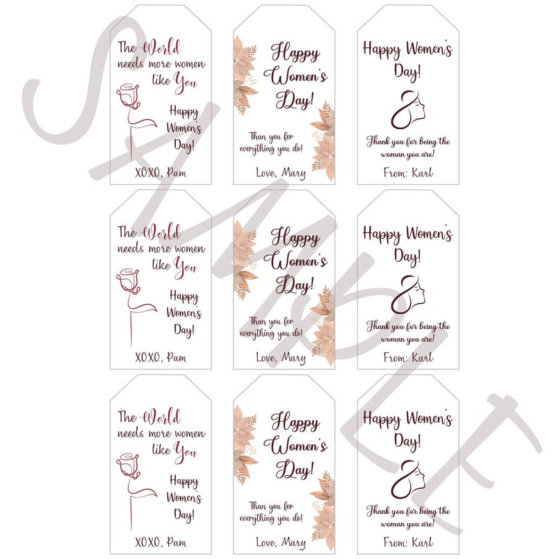 Customized Happy Women's Day Gift Tags Printable Editable - Etsy