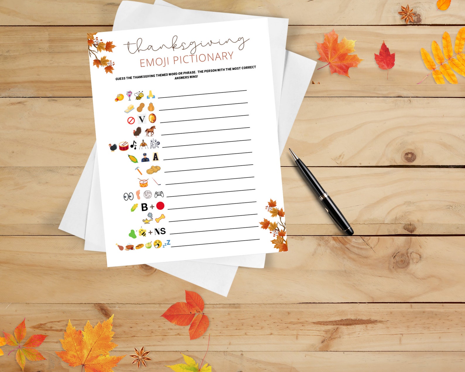 Thanksgiving Emoji Pictionary Game Printable Fun Thanksgiving - Etsy