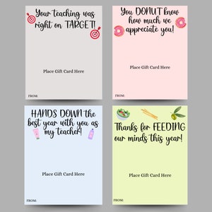 Printable Teacher Thank You Card, Teacher Appreciation Gift Tags Year ...