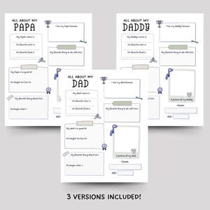 All About My Dad Printable, Father’s Day Questionnaire, All About My ...