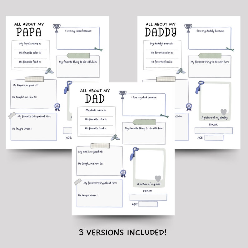 All About My Dad Printable, Father’s Day Questionnaire, All About My ...