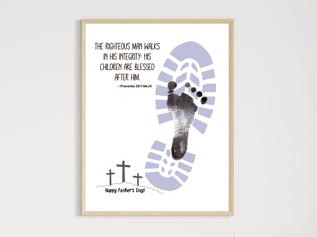Father's Day Bible Craft Kids Printable, DIY Footprint Card Scripture ...