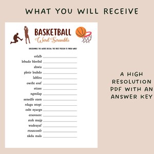 Basketball Word Scramble Game Printable Basketball Party - Etsy