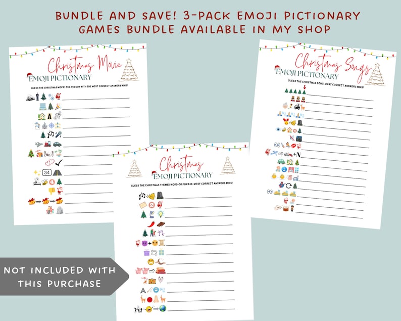 Winter Emoji Pictionary Game Printable Holiday Party Games - Etsy