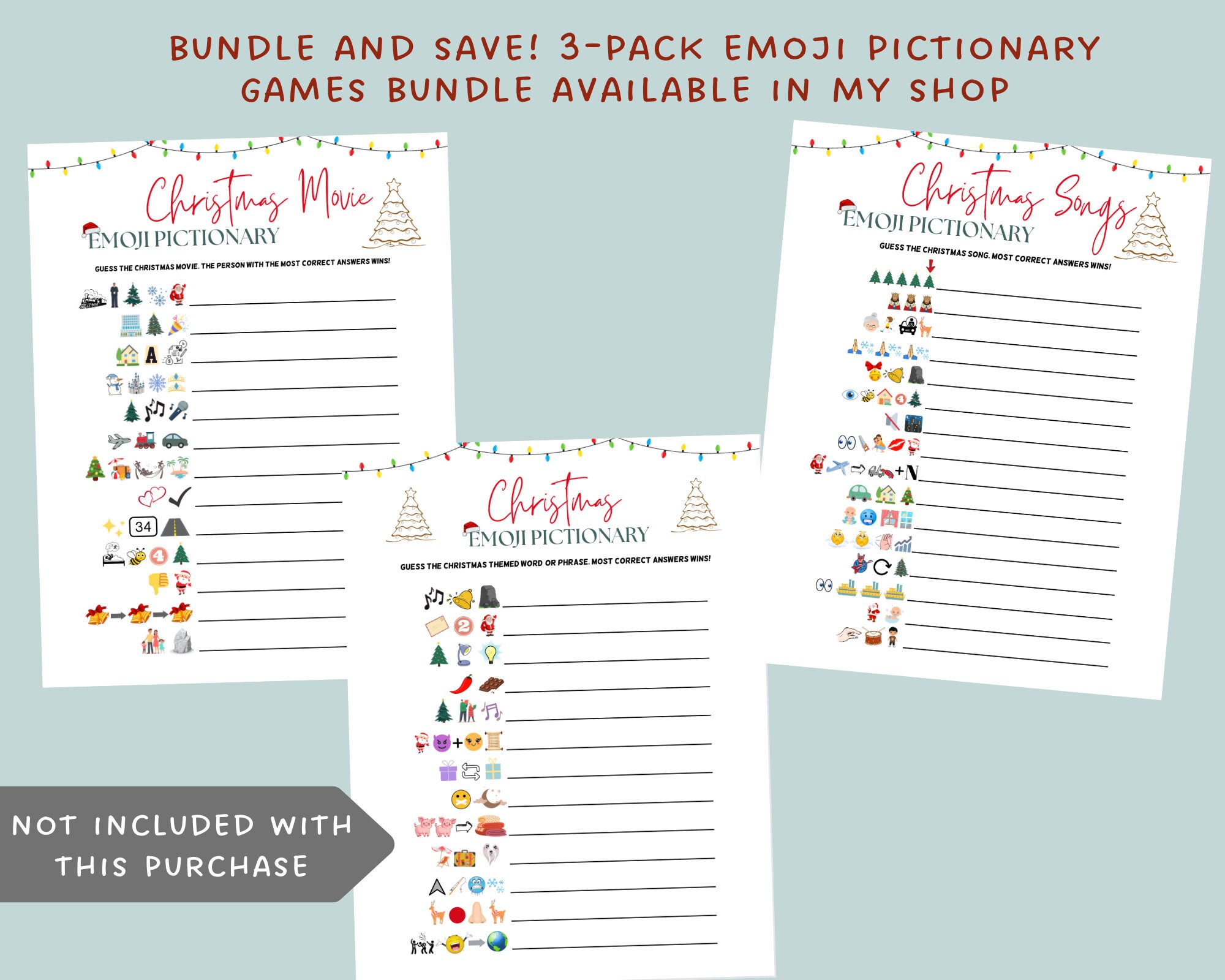Winter Emoji Pictionary Game Printable Holiday Party Games - Etsy