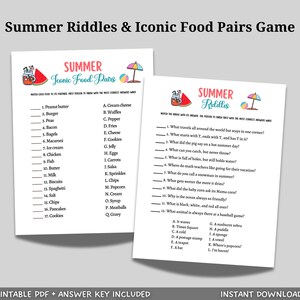 Summer Riddles Game Printable, Pool Party Games, Summer Camp Activity ...