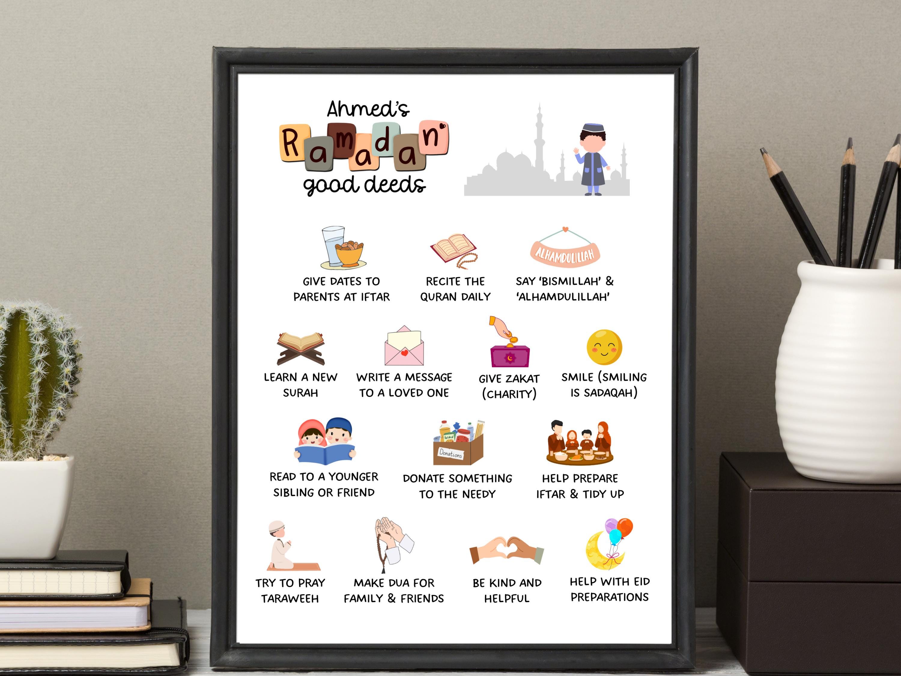 Personalized Ramadan Good Deeds Printable, Custom Islamic Wall Art ...