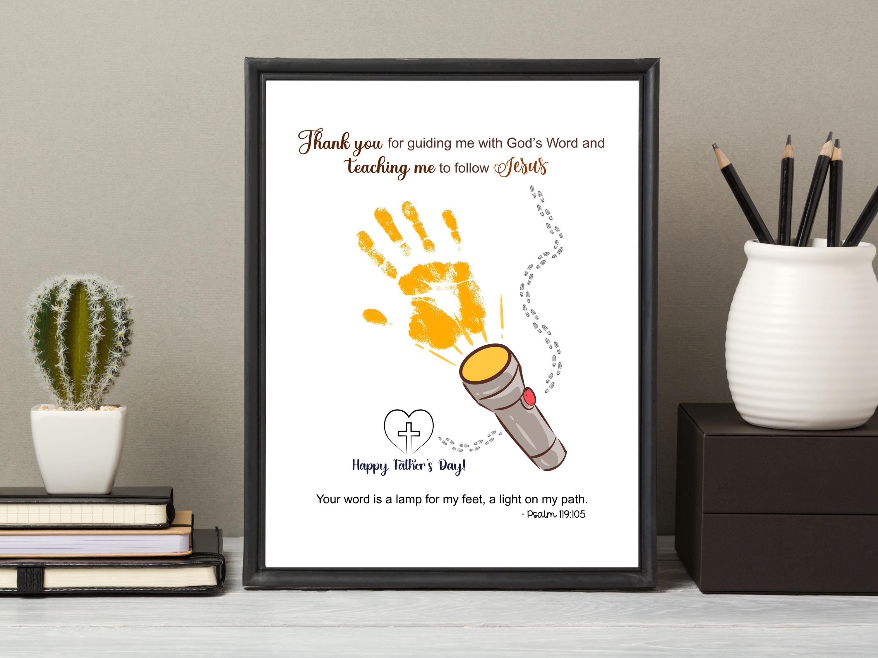 Father's Day Bible Craft Kids Printable, DIY Handprint Card Scripture ...