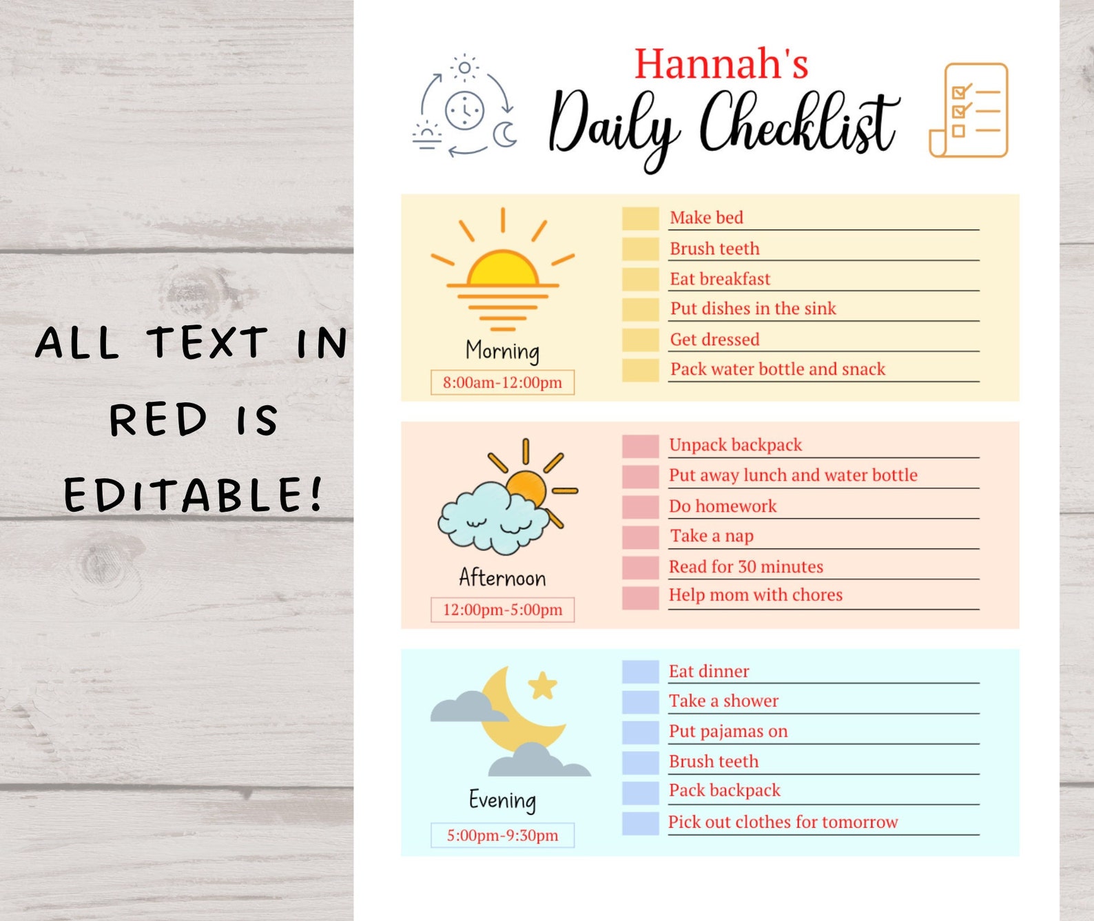 Daily Checklist Chore Chart Kids Daily Routine Printable - Etsy