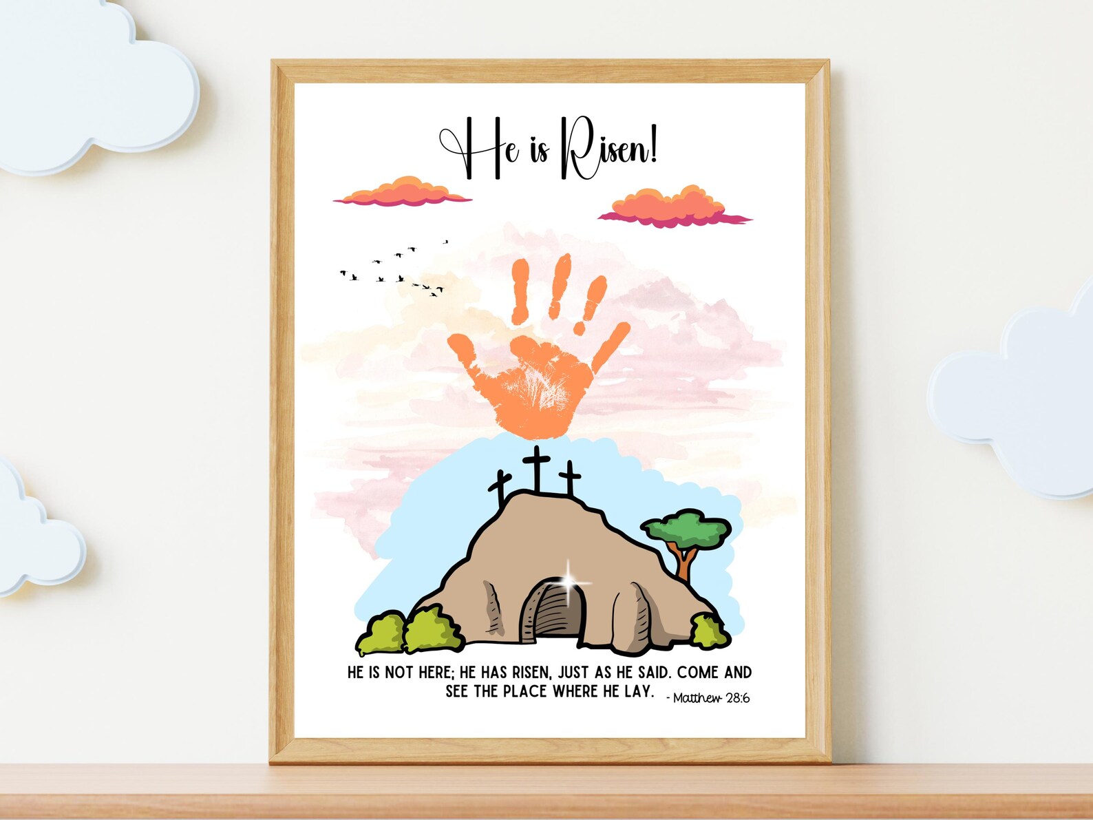 He is Risen Easter Handprint Craft Printable Resurrection DIY Religious ...