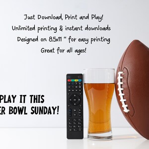 Football Predictions 59 Game Printable, Super Bowl Sunday Party ...
