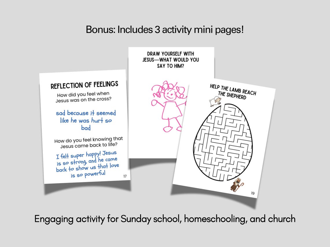 Easter Story Mini Book for Kids Printable Coloring Bible Lesson Sunday ...