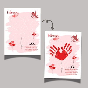 February Handprint Footprint Crafts Printable, DIY Art Kids Preschool ...