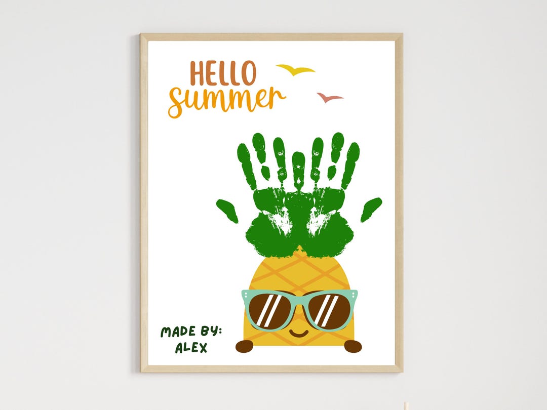 Pineapple Summer Handprint Craft Printable, DIY Art Project for Kids ...