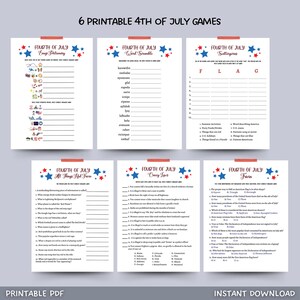 4th of July Party Games Printable, Independence Day Patriotic American ...