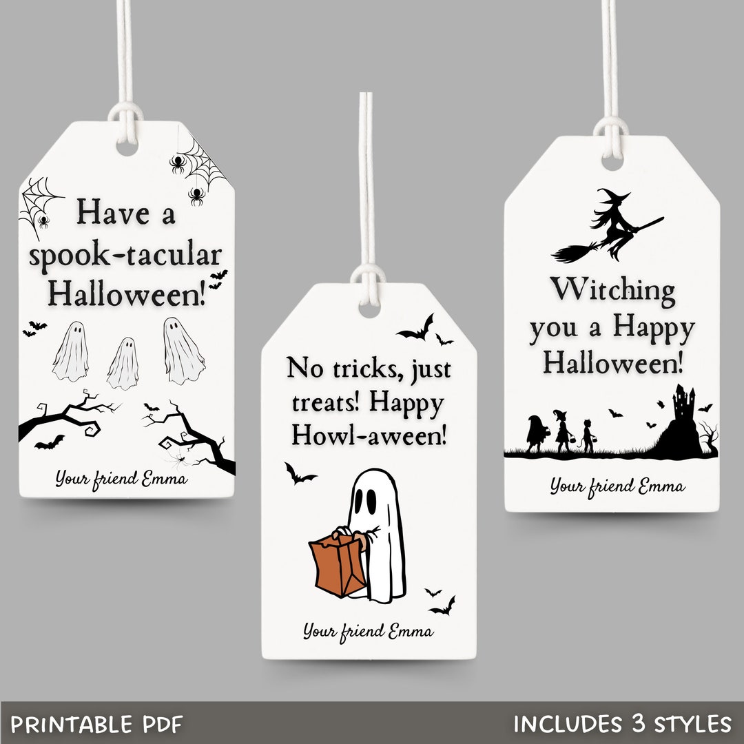Halloween Favor Tags Printable Template, Editable Halloween Party Gift ...
