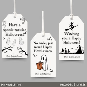 Halloween Favor Tags Printable Template, Editable Halloween Party Gift ...