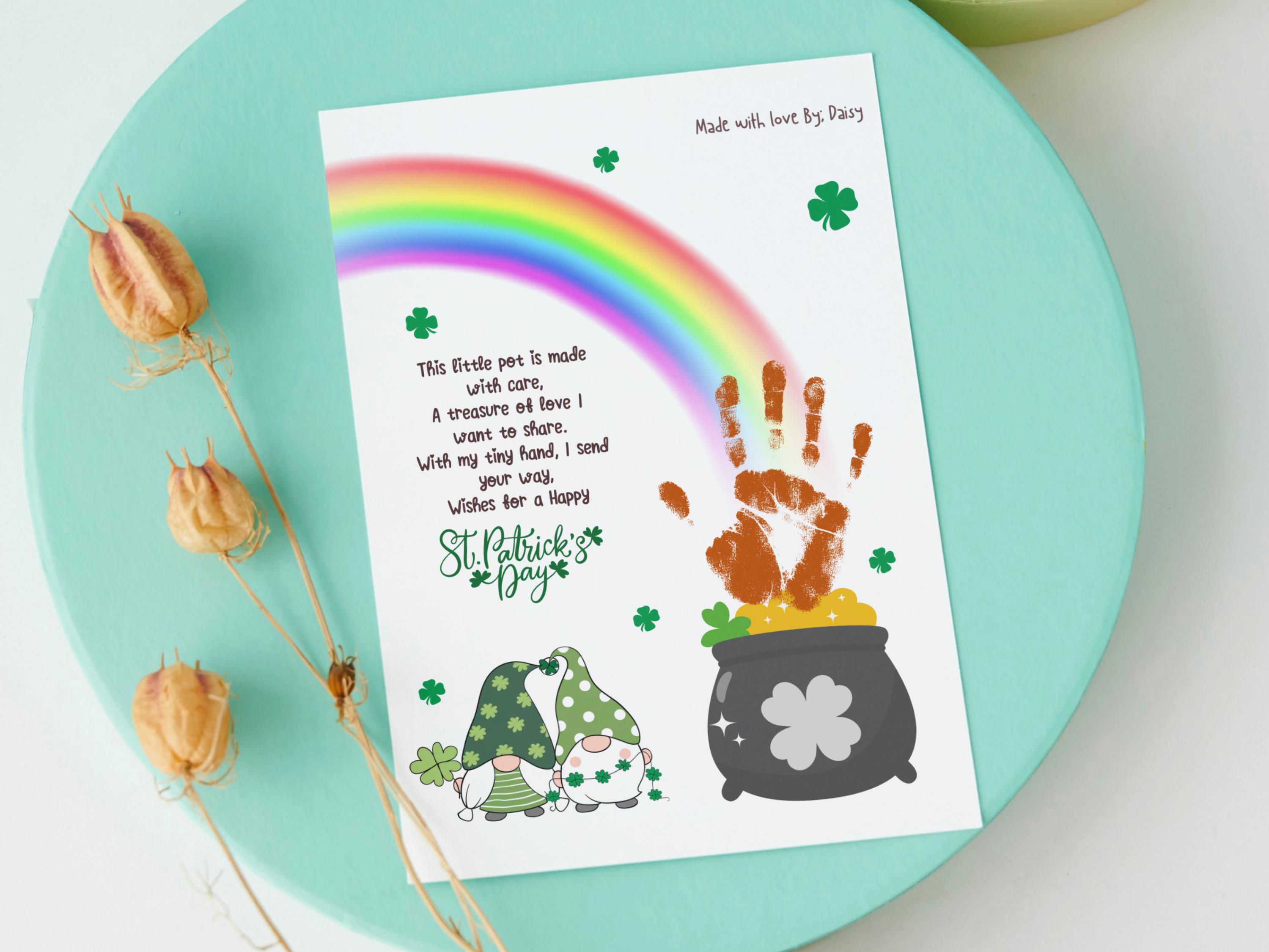 St Patricks Day Pot of Gold Poem Handprint Craft Printable, DIY Art ...