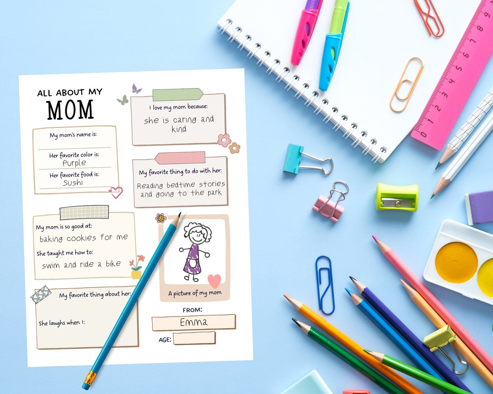 All About My Mom Survey Printable Mothers Day Questionnaire - Etsy