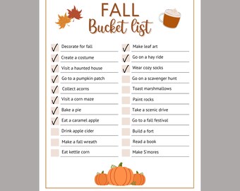 Fall Bucket List Printable Editable Fall Bucket List Bucket - Etsy