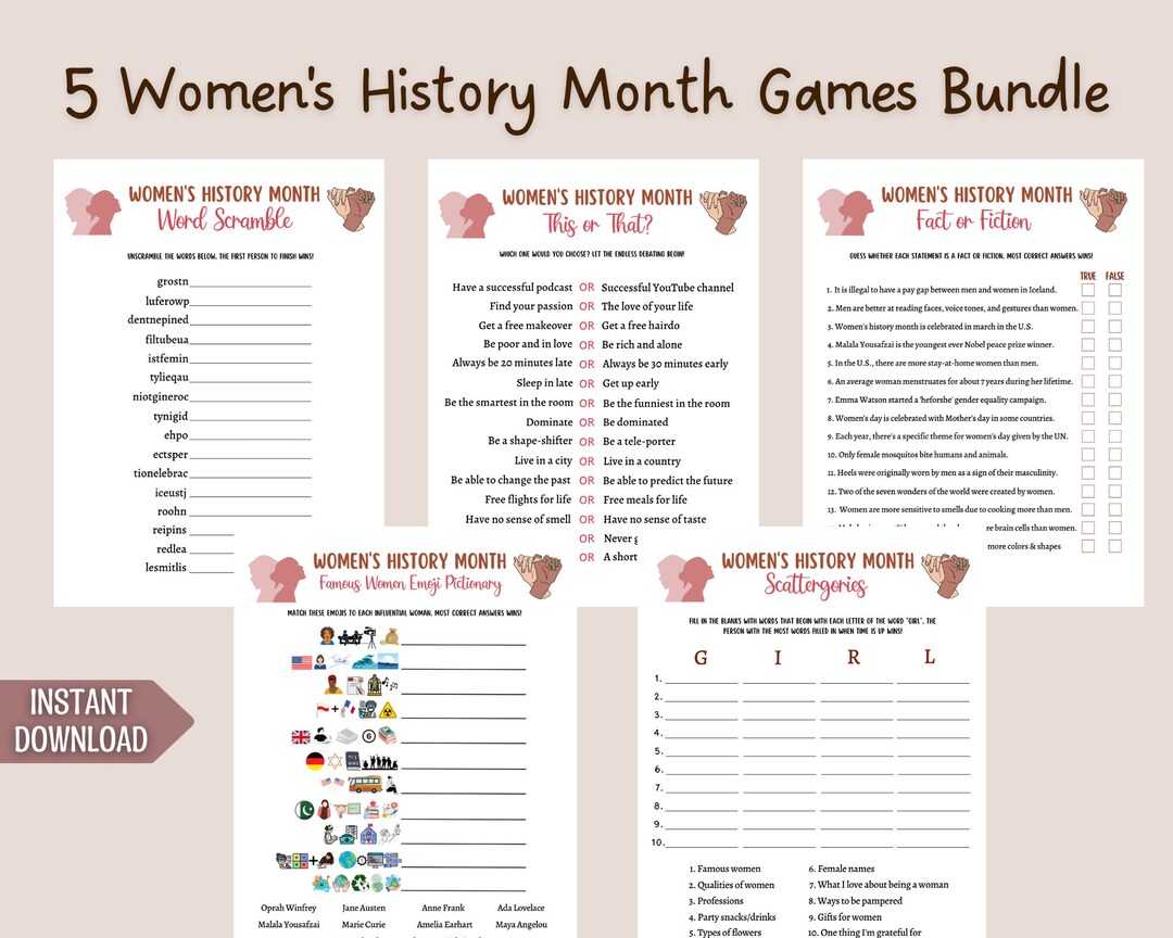 Womens History Month Party Games Printable Emoji Pictionary - Etsy