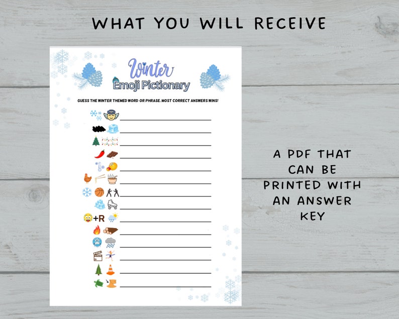 Winter Emoji Pictionary Game Printable Holiday Party Games - Etsy