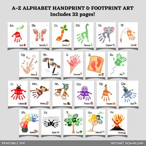 A-Z Alphabet Handprint Crafts Printable ABC Memory Phonic Art Book for ...