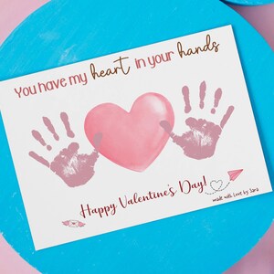 Valentines Handprint Holiday Crafts Printable, DIY Heart Art for Kids ...