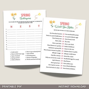Spring Would You Rather Game Printable, Spring Activity Adults & Kids ...