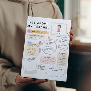 All About My Teacher Printable, Teacher Appreciation Week, Thank You ...
