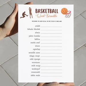 Basketball Word Scramble Game Printable, Basketball Party Game, Mens ...