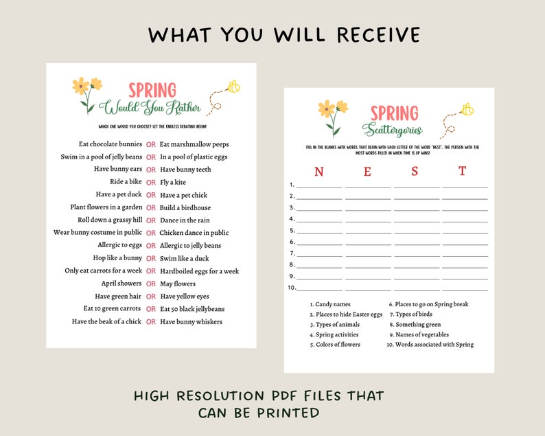 Spring Would You Rather Game Printable Spring Activity Adults - Etsy