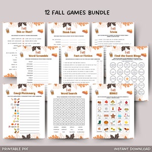 Fall Games Bundle Printable, Fun Autumn Games, Fall Time Family ...