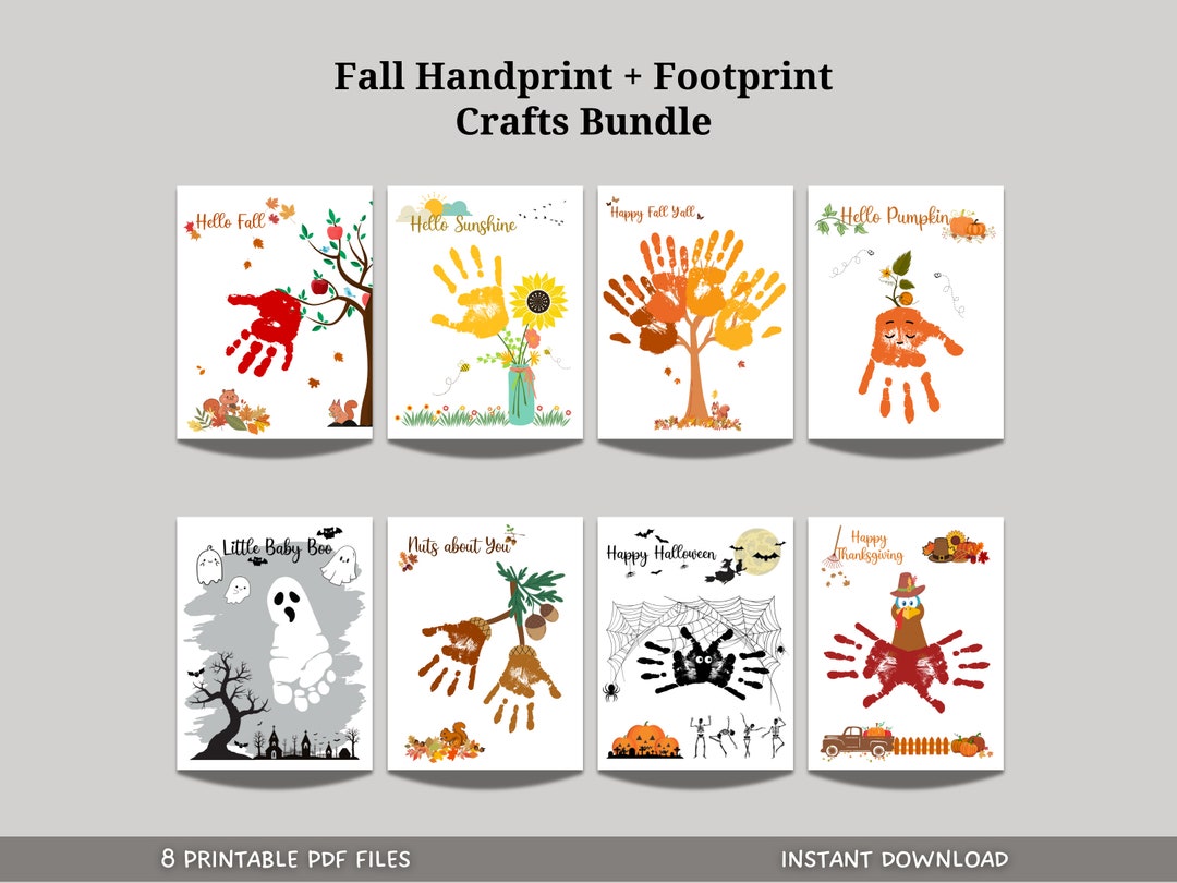 Fall Handprint & Footprint Printable Crafts, DIY Autumn Art for Baby ...