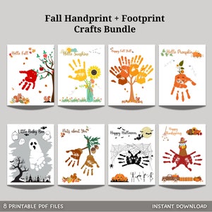 Fall Handprint & Footprint Printable Crafts, DIY Autumn Art for Baby ...