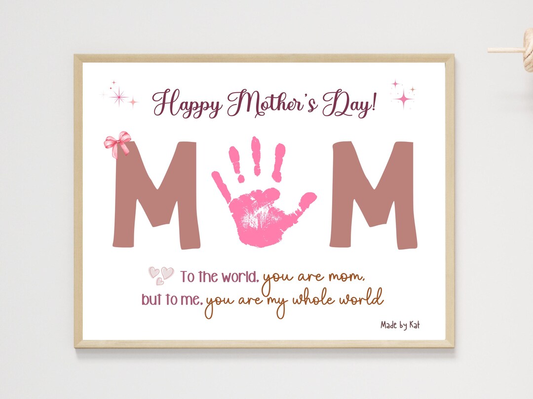 Mom Handprint Craft for Kids Printable, Mothers Day Mommy DIY Hand Wall ...