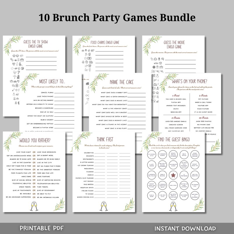 Brunch Games for Adults - Etsy