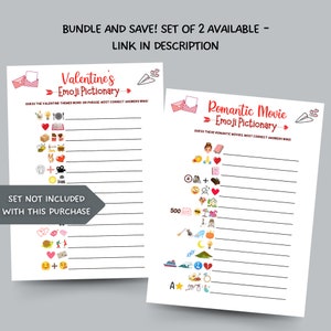 Valentine's Day Romantic Movie Emoji Pictionary Game Printable Activity ...