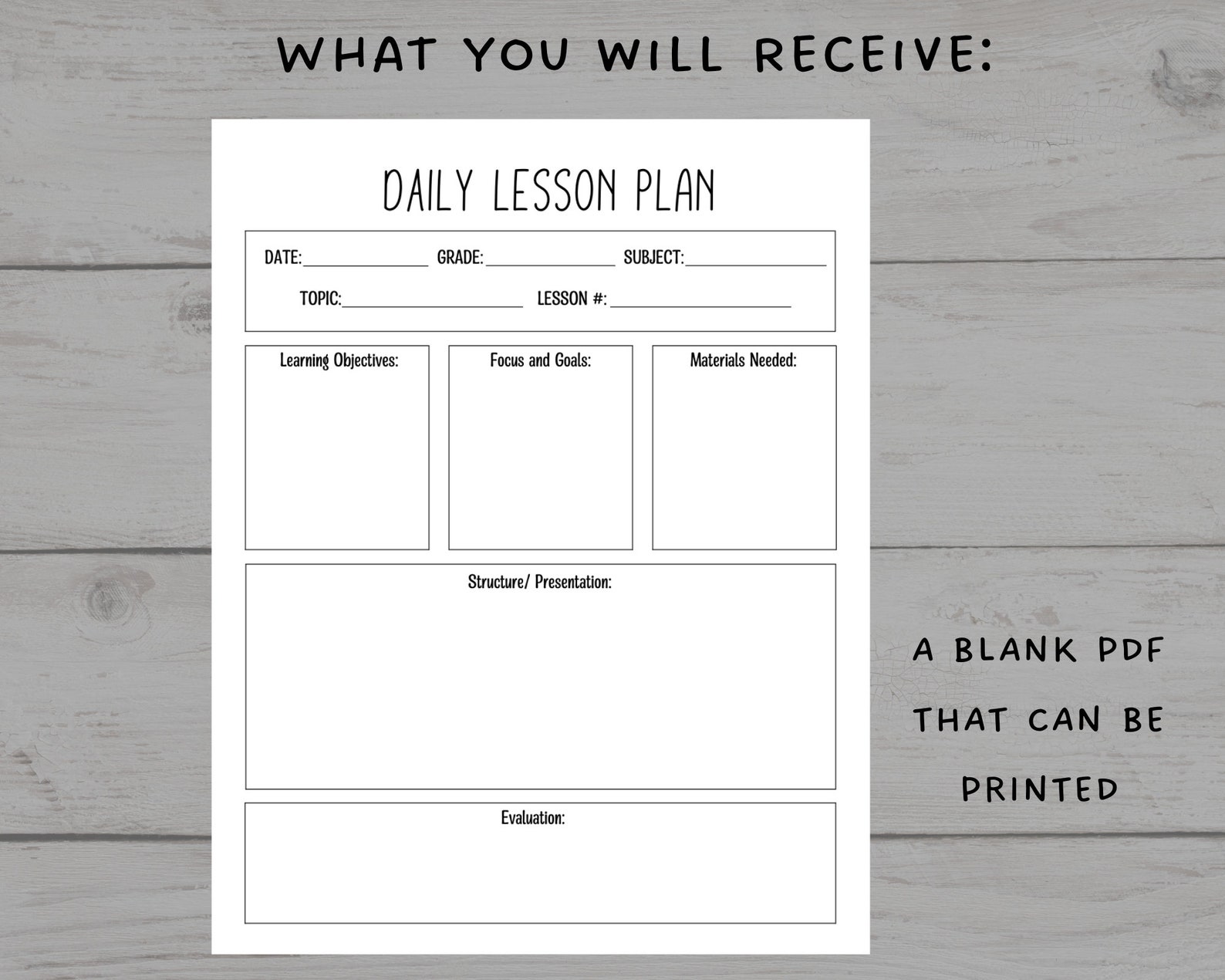 Daily Lesson Plan Template Simple Lesson Plan Template for - Etsy