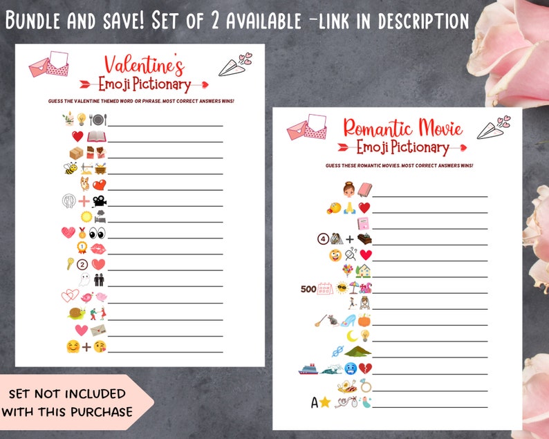 Valentine's Day Romantic Movie Emoji Pictionary Game - Etsy