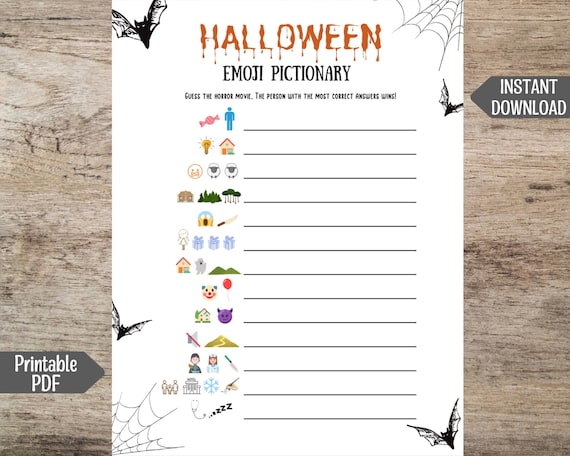 Halloween Emoji Game Printable Emoji Pictionary Party Game - Etsy