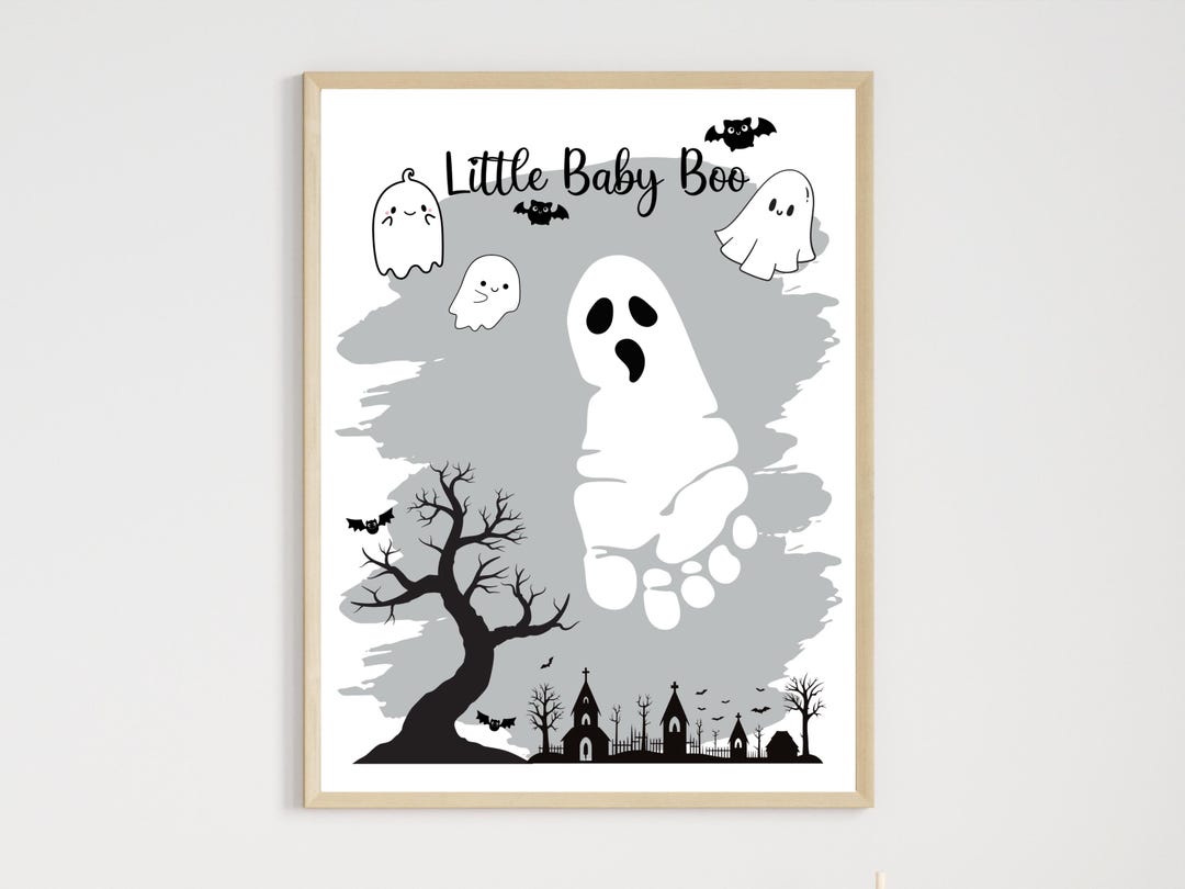 Halloween Footprint Craft Printable, Fall Activity DIY Wall Art Decor ...