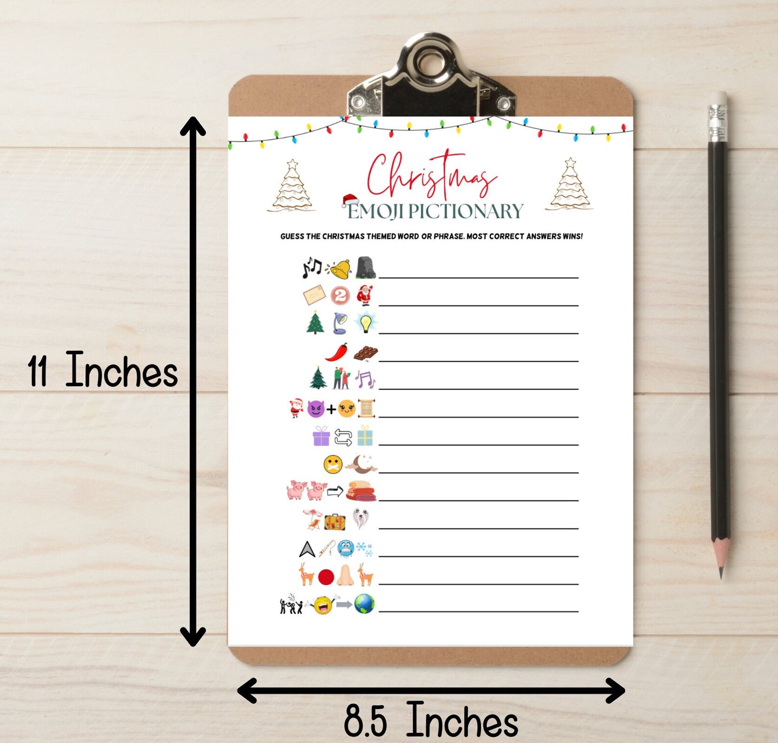 Christmas Emoji Pictionary Printable Christmas Phrases Emoji - Etsy