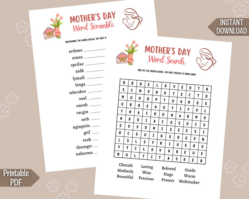 Mother's Day Game Printable Mothers Day Game for Kids and - Etsy