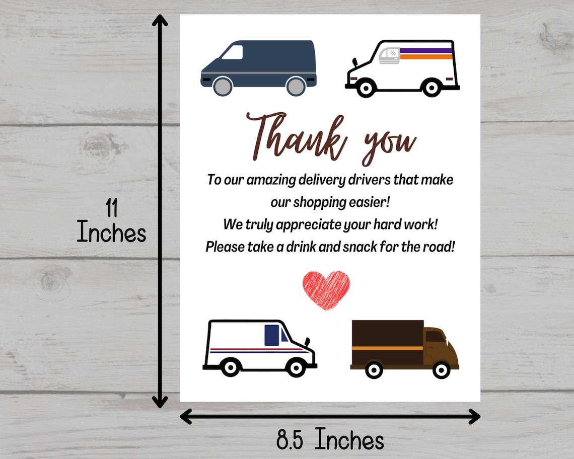 Delivery Driver Appreciation Sign Thank You Sign Snack & - Etsy