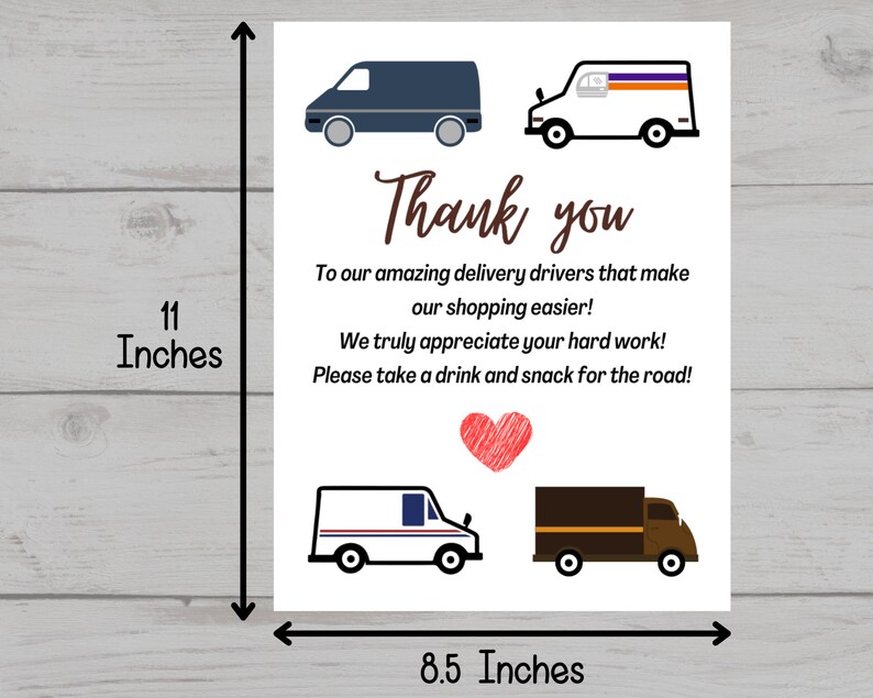 Delivery Driver Appreciation Sign Thank You Sign Snack & - Etsy