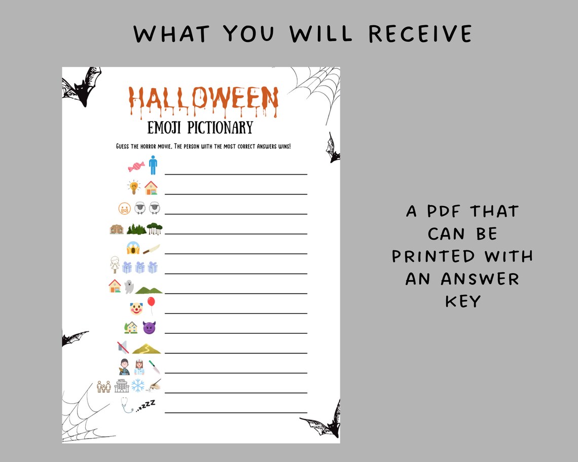 Halloween Emoji Game Printable Emoji Pictionary Party Game - Etsy