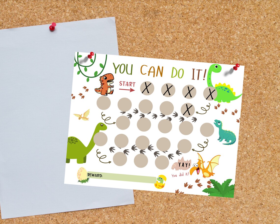 Dinosaur Reward Chart for Kids Printable T-rex Behavior - Etsy